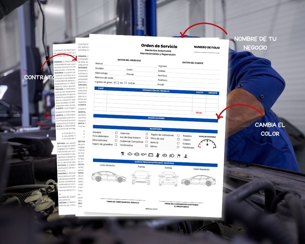 Formato de Orden de Servicio para Taller Mecánico en Word - Mecánicos ...